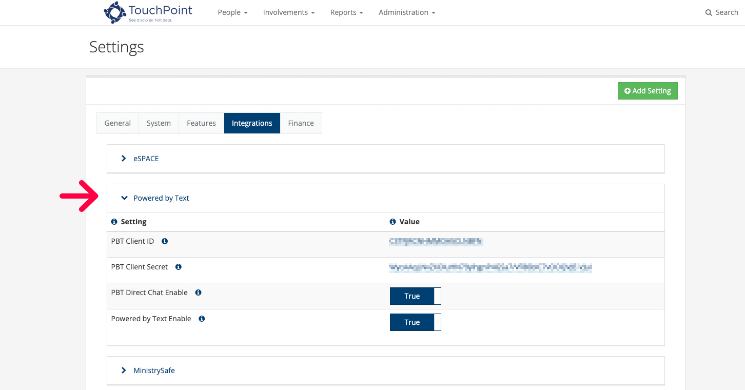 TouchPoint - Integration Setup